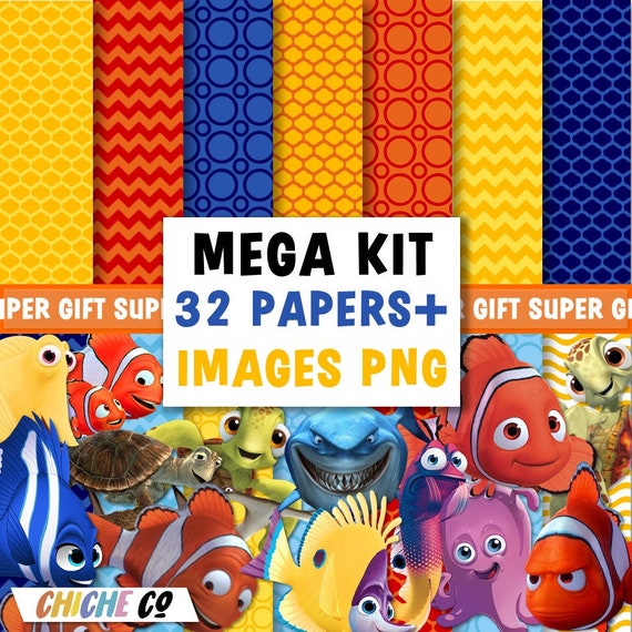 Digital Papers Finding Nemo Clipart PNG Birthday Party Themed | Etsy