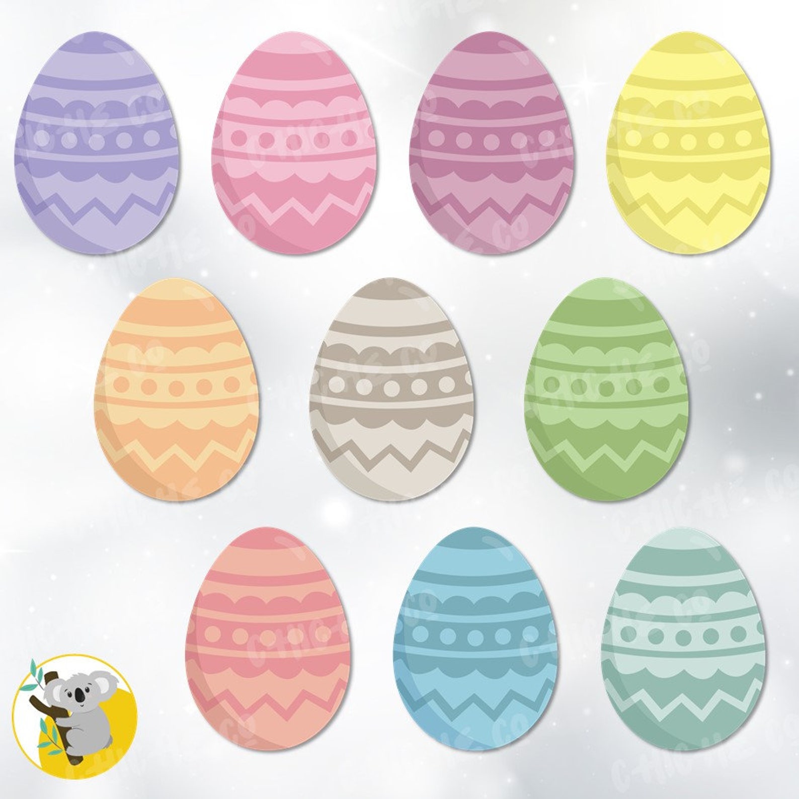 Super Pack Easter Eggs Clipart PNG Vector Graphics Clip Art | Etsy