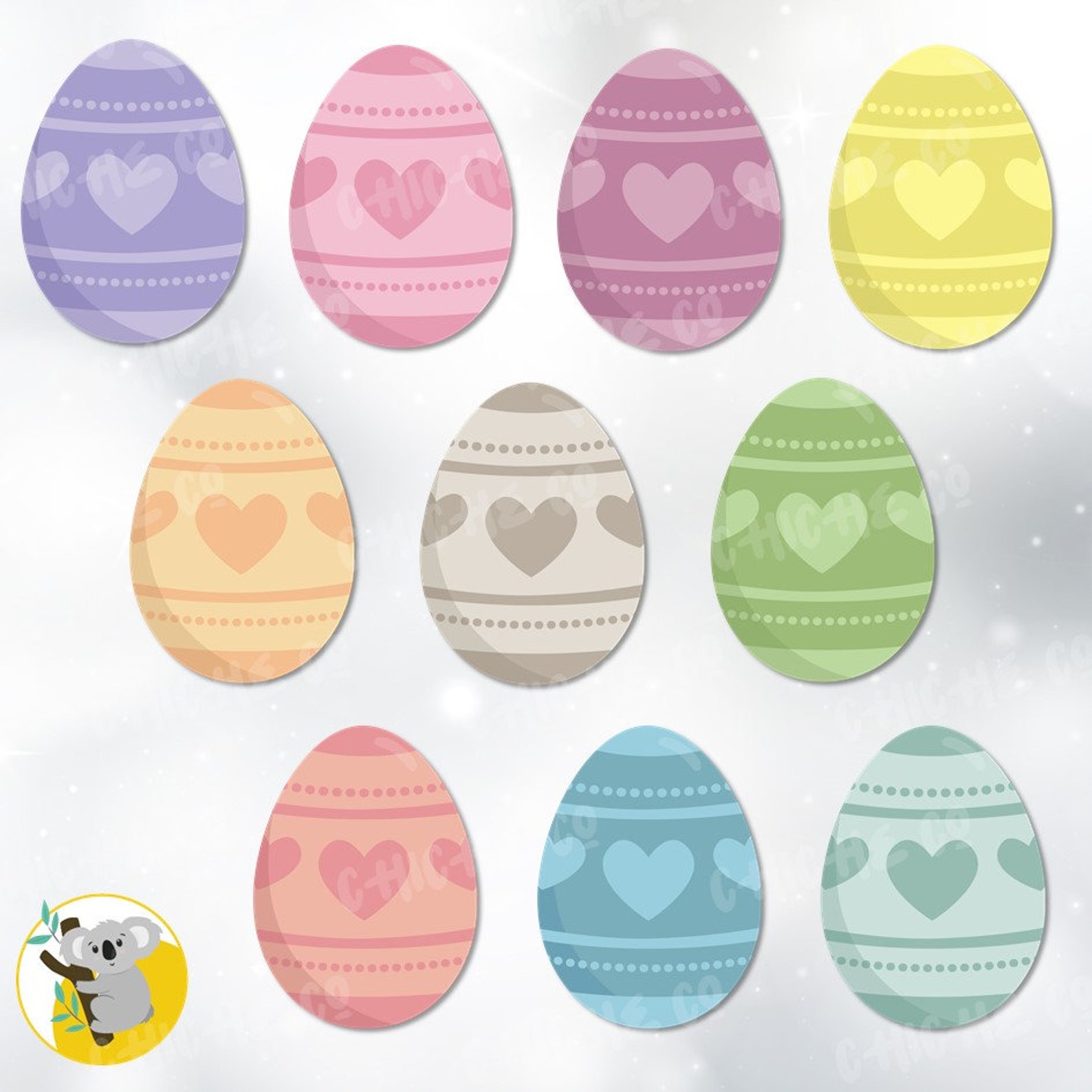 Super Pack Easter Eggs Clipart PNG Vector Graphics Clip Art | Etsy