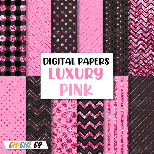 Black and Pink Digital Paper Pack Scrapbook Papers - Etsy
