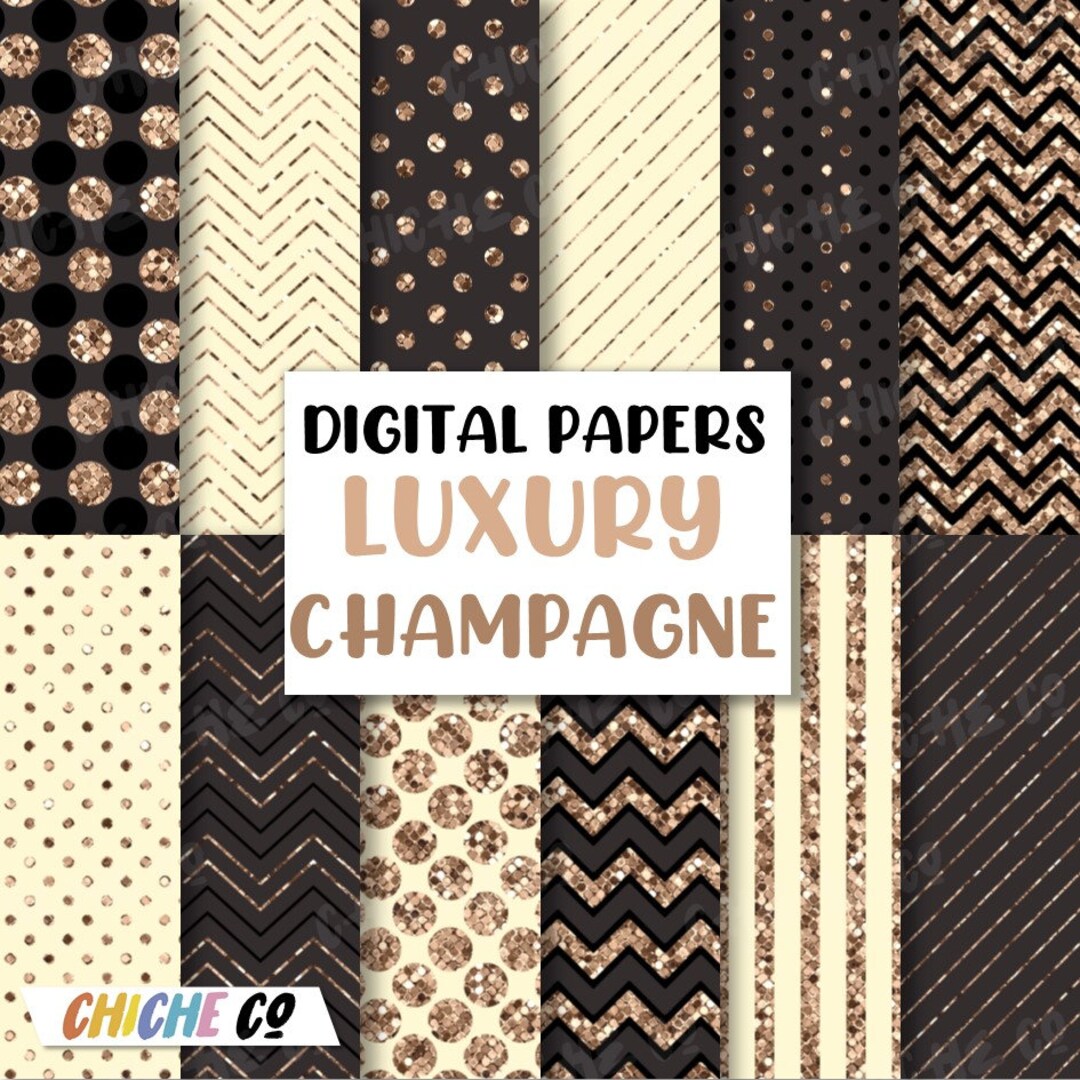Luxury Champagne Glitter Digital Papers Scrapbook Gold Cream - Etsy