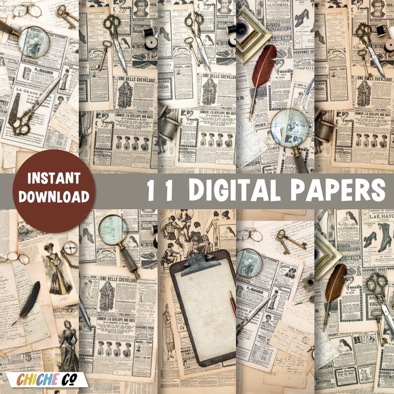 Kit Vintage Newspaper Digital Papers Scrapbook Instant - Etsy Australia