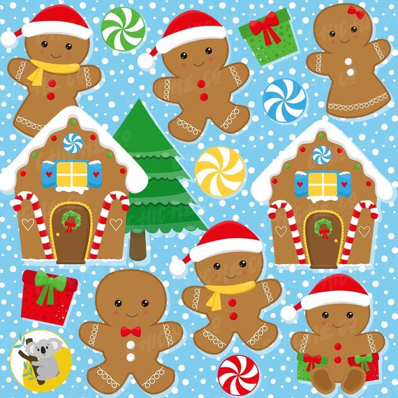 Christmas Gingerbread Clipart PNG Vector Graphics Clip Art | Etsy