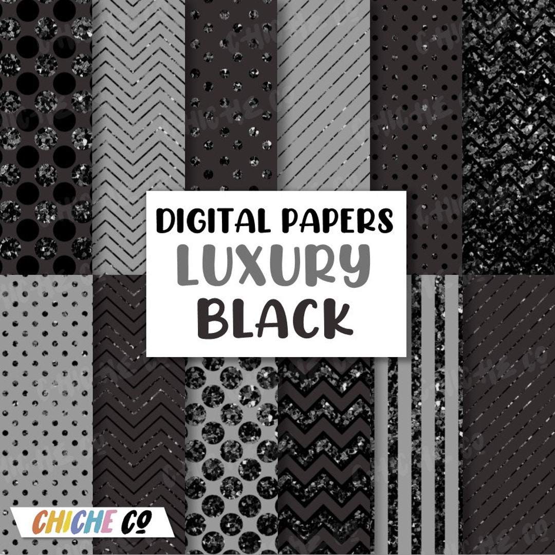 Luxury Black Glitter Digital Papers Scrapbook Black Dark Onyx Delicate ...