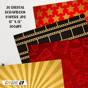 Digital Papers Cinema and Movies Scrapbook Instant Download Background ...