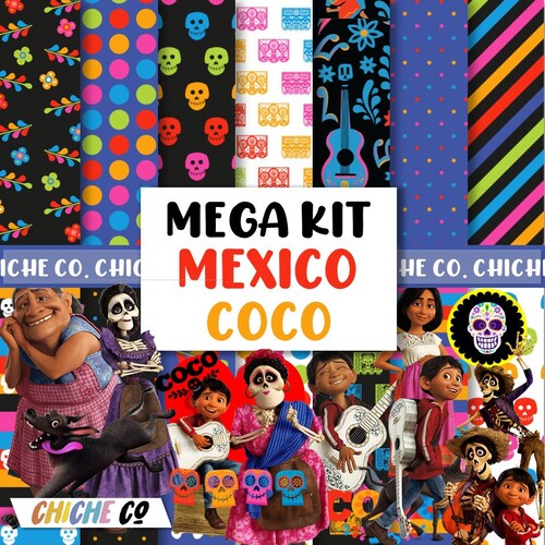 Coco Digital Paper Birthday Mexican Celebration Day of the - Etsy
