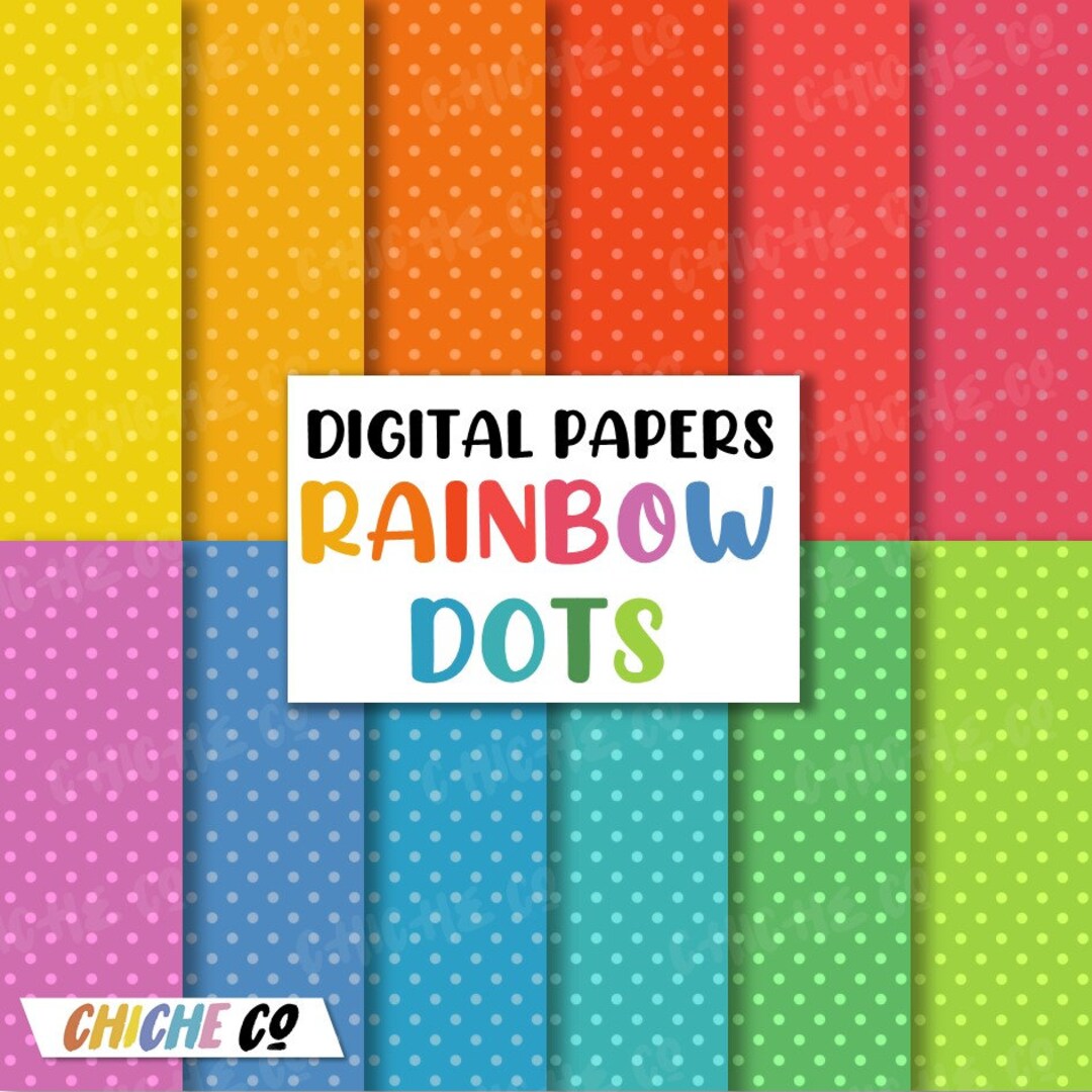 Digital Papers Rainbow Dots Scrapbook Paper Craft Dots Background ...
