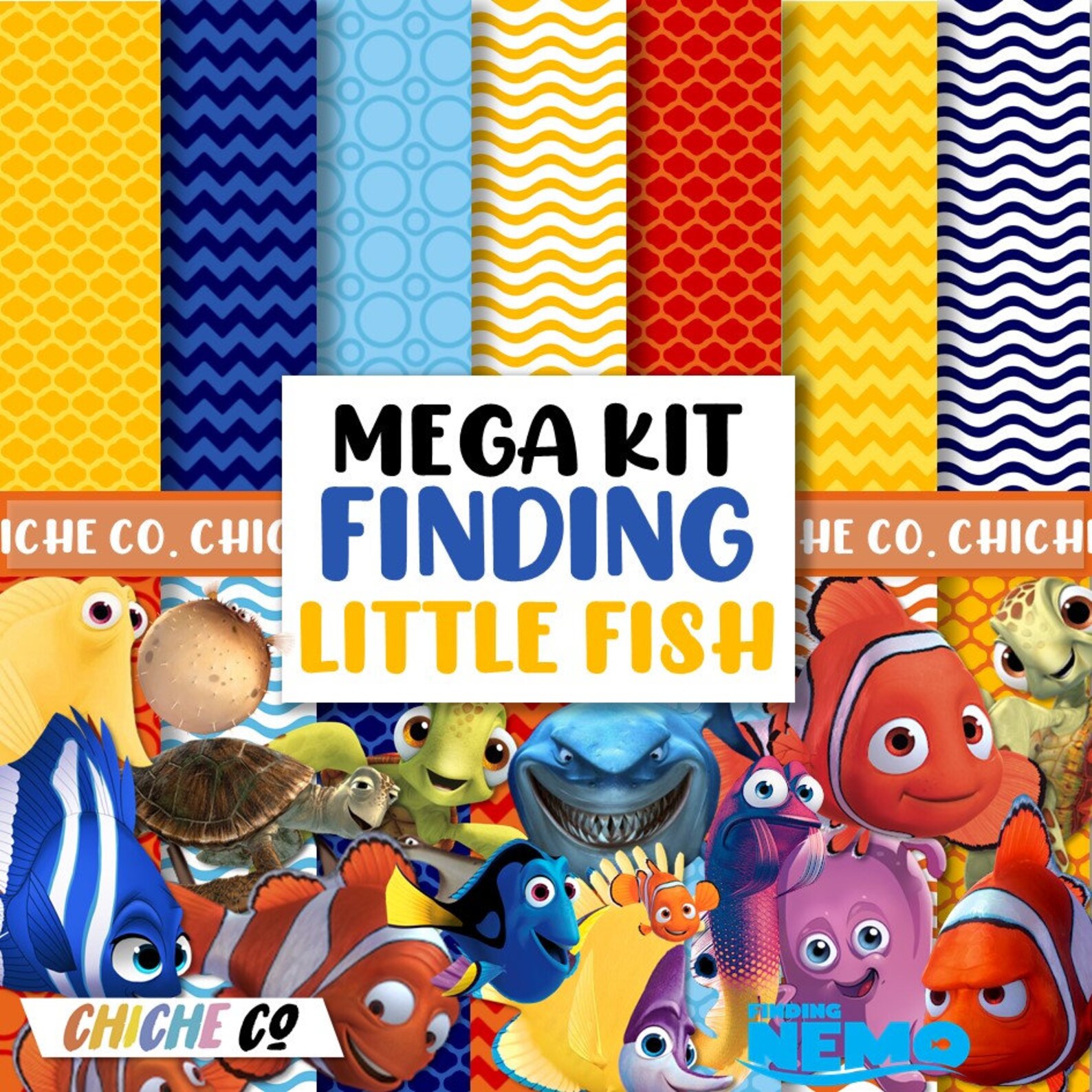 Digital Papers Finding Nemo Clipart PNG Birthday Party Themed - Etsy