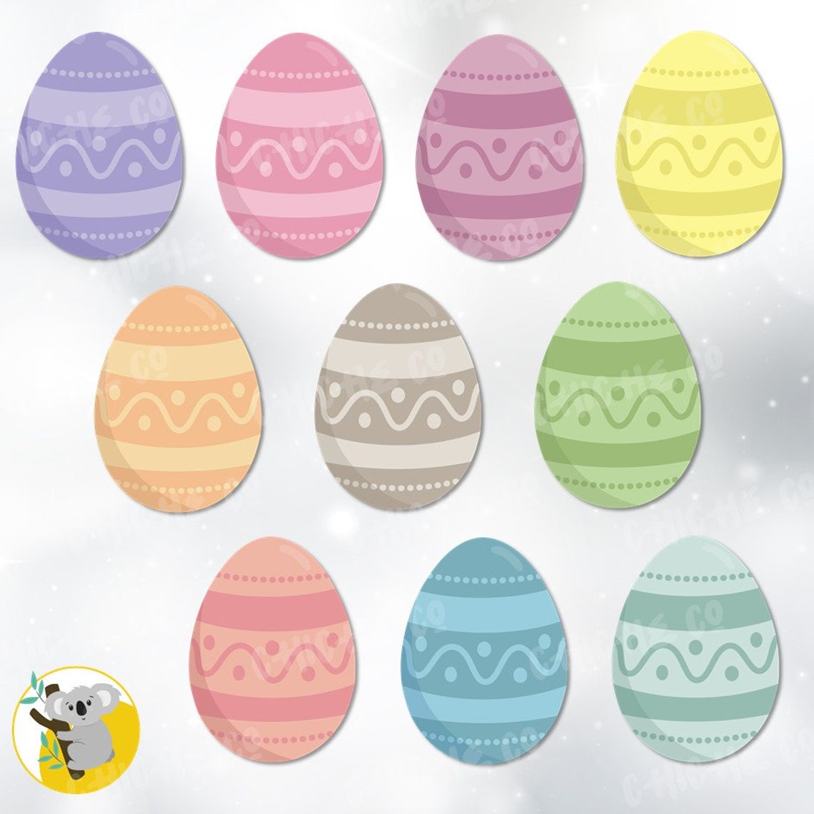 Super Pack Easter Eggs Clipart PNG Vector Graphics Clip Art | Etsy