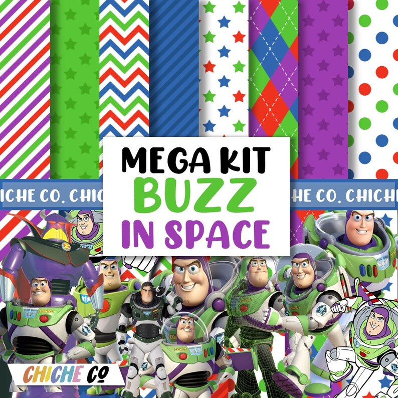 Digital Papers Buzz Lightyear Clipart Toy Superhero PNG Buzz - Etsy