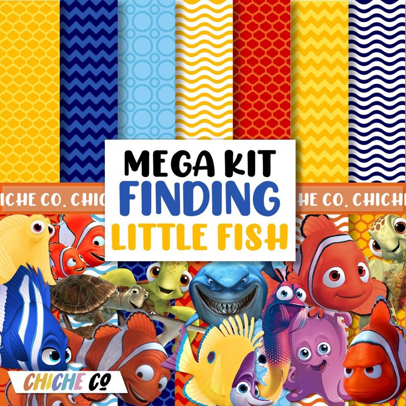 Digital Papers Finding Nemo Clipart PNG Birthday Party Themed - Etsy