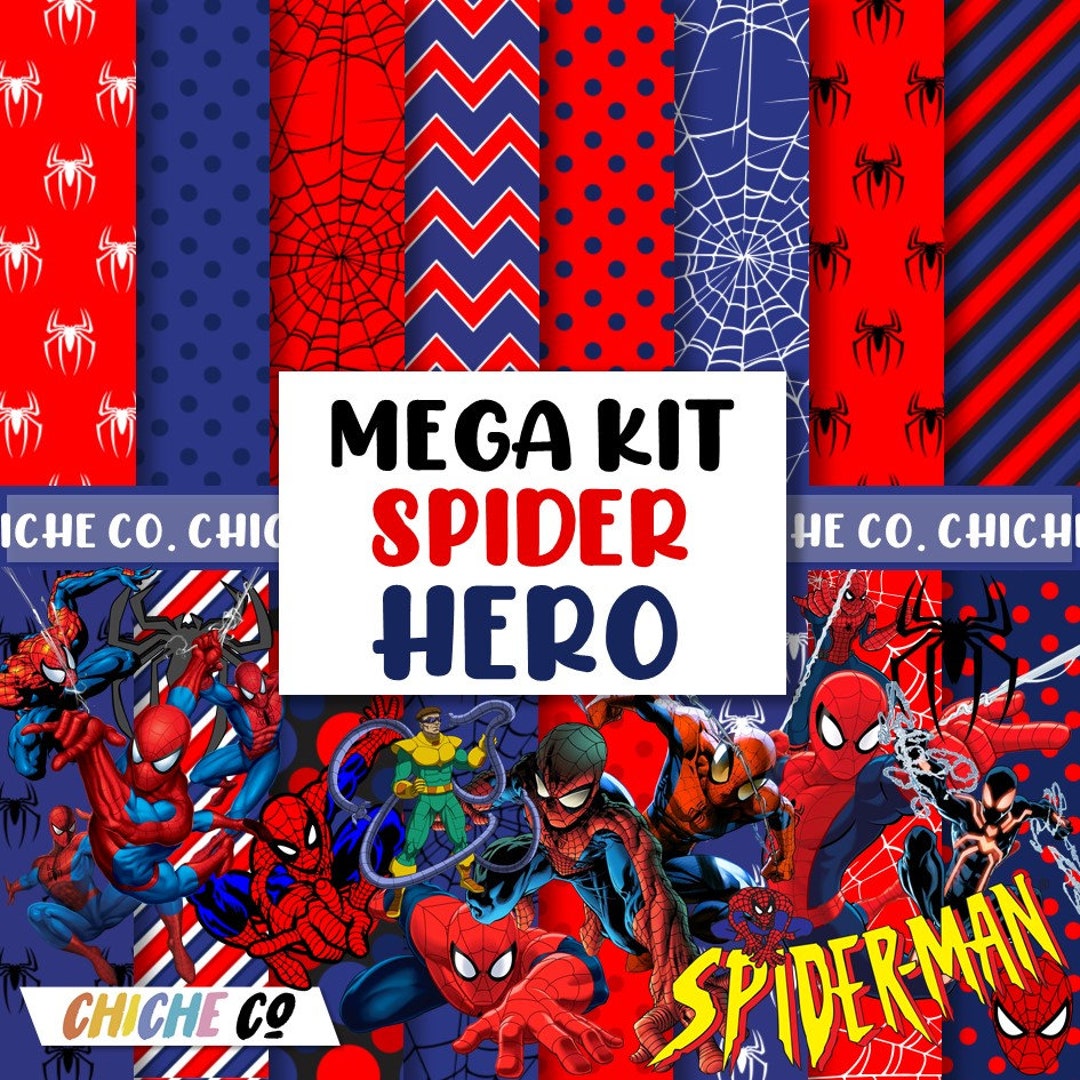 Digital Papers Spider Hero Clipart PNG Superhero Spiderman Birthday ...