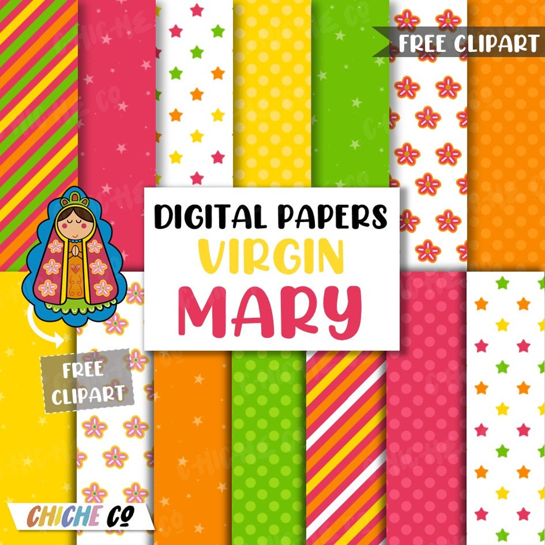 Virgin Mary Digital Papers Scrapbook Instant Download Ready - Etsy Sweden