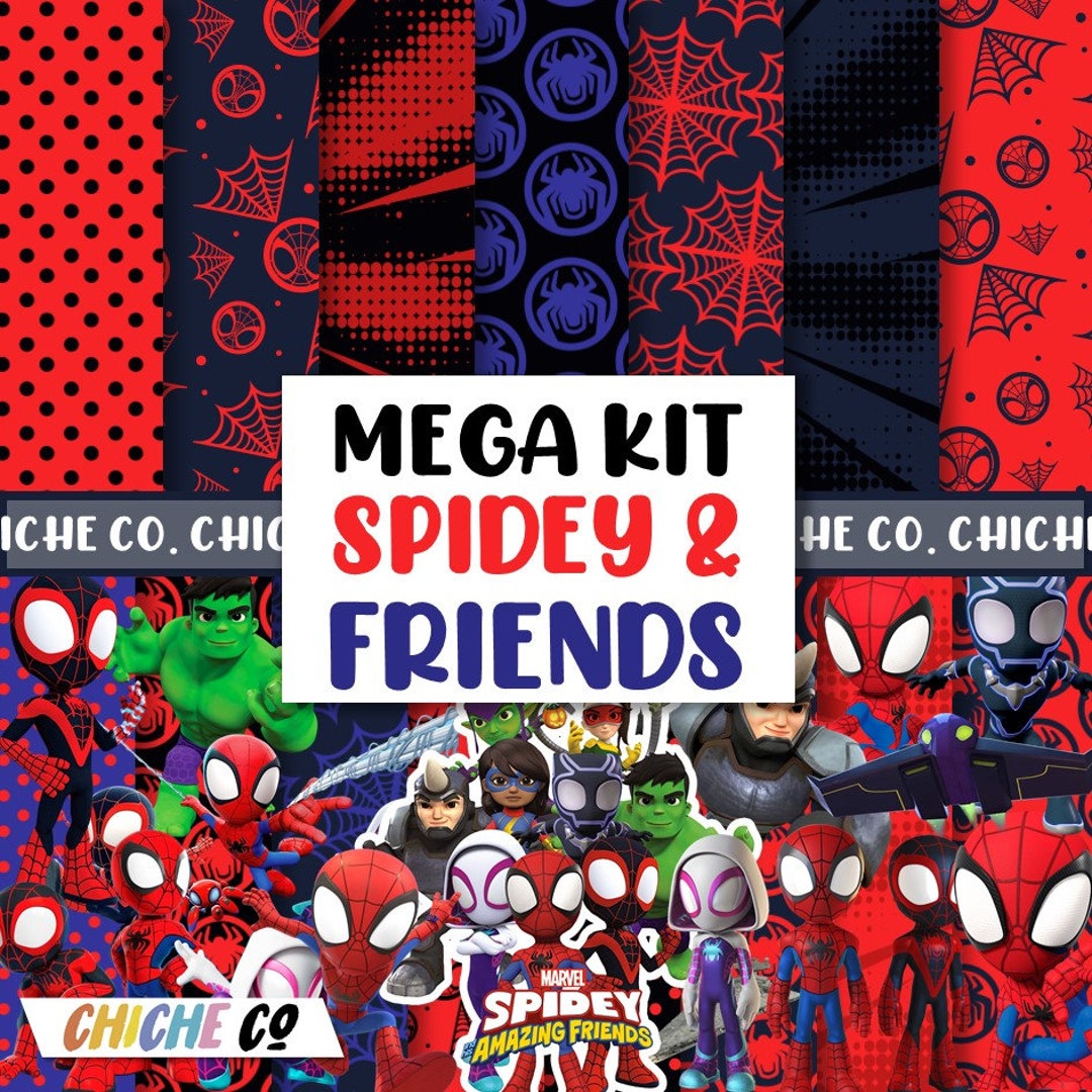 Digital Papers Spidey and Friends Clipart PNG Scrapbook Instant ...