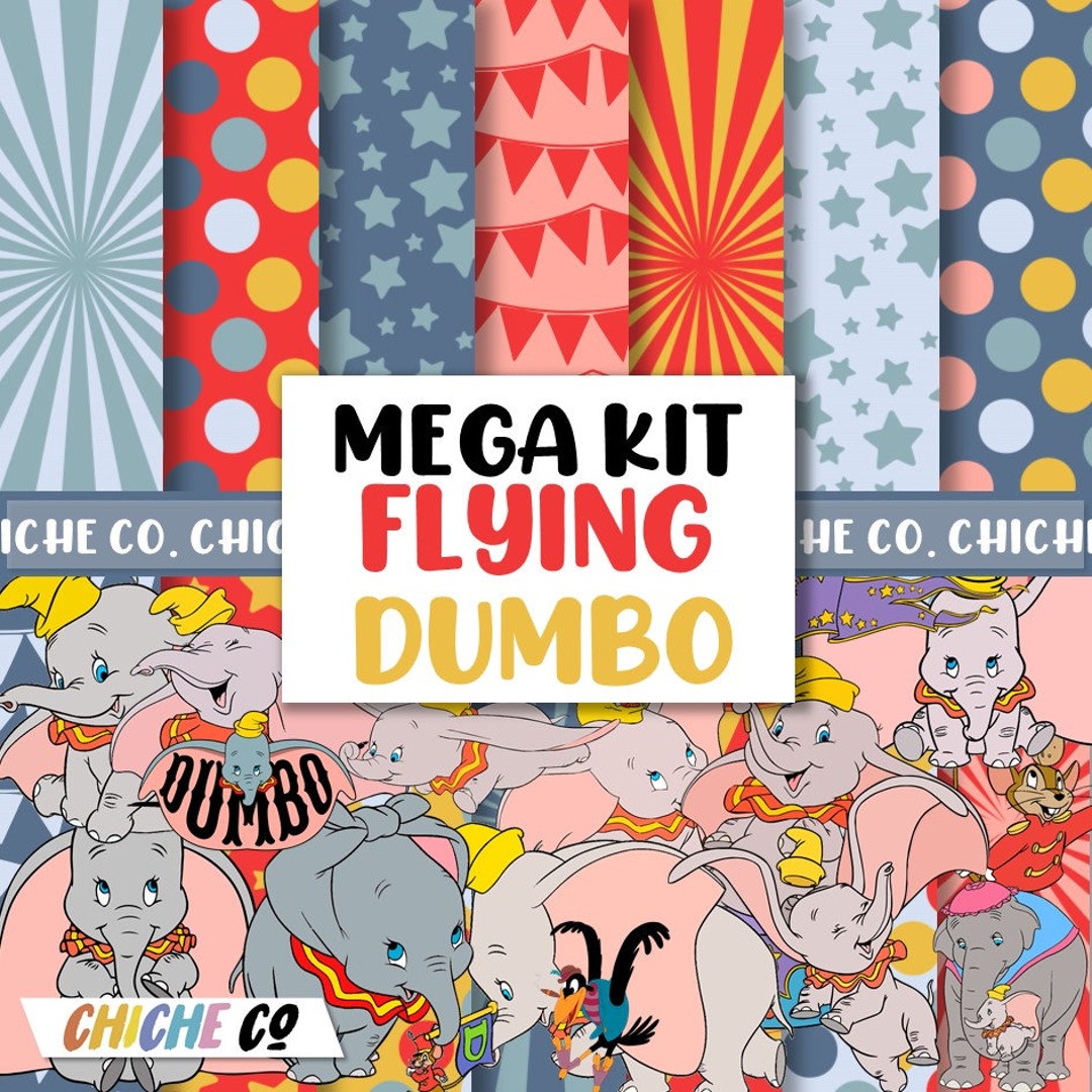 Digital Papers Flying Dumbo Clipart PNG Scrapbook Instant Download ...