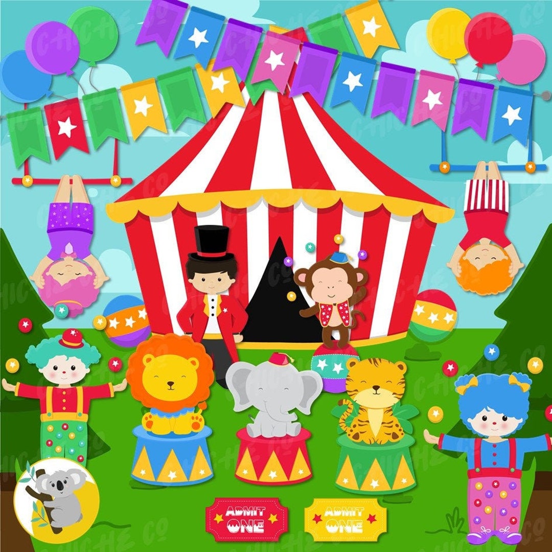 Circus Clipart PNG Vector Graphics Clip Art Fun Clowns Digital - Etsy ...