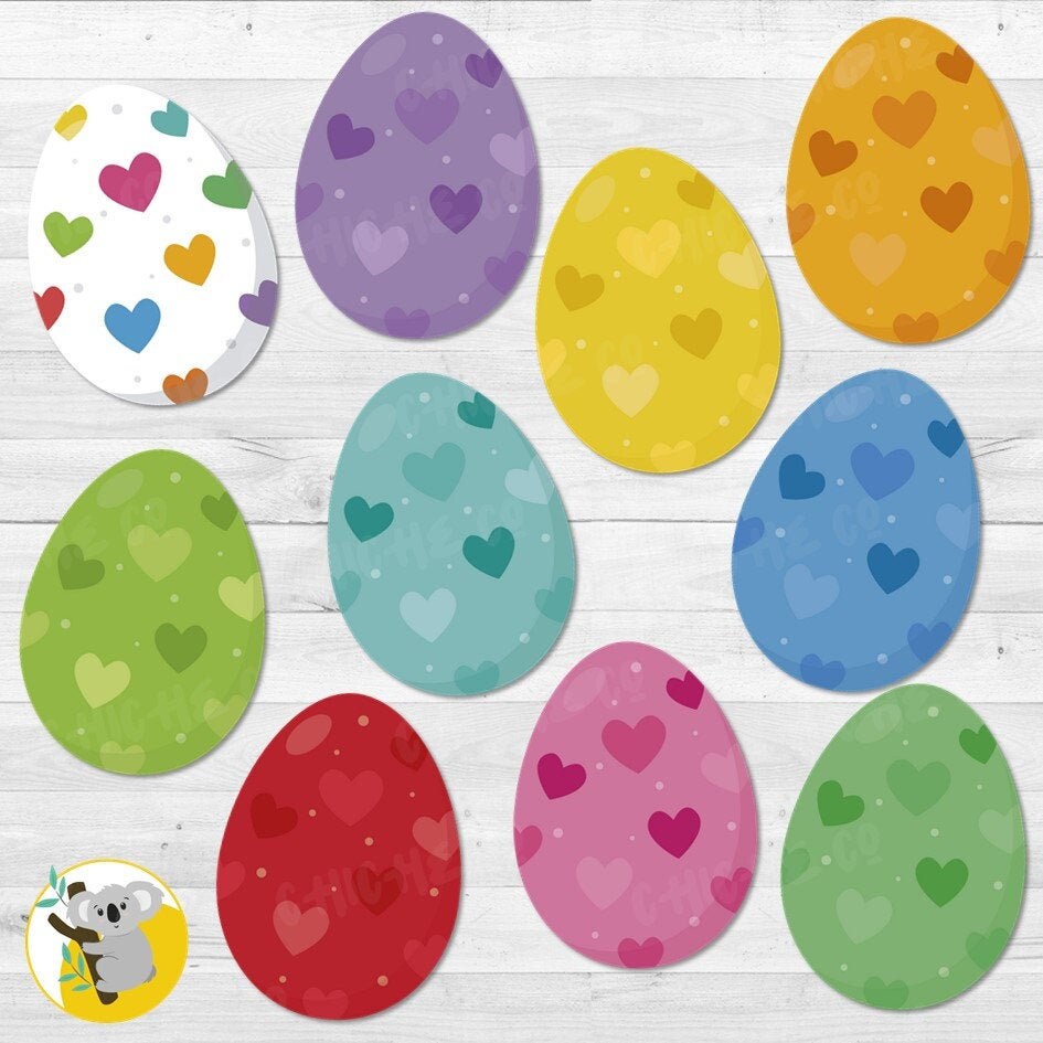 Heart Easter Eggs Clipart PNG vector graphics clip art Easter | Etsy
