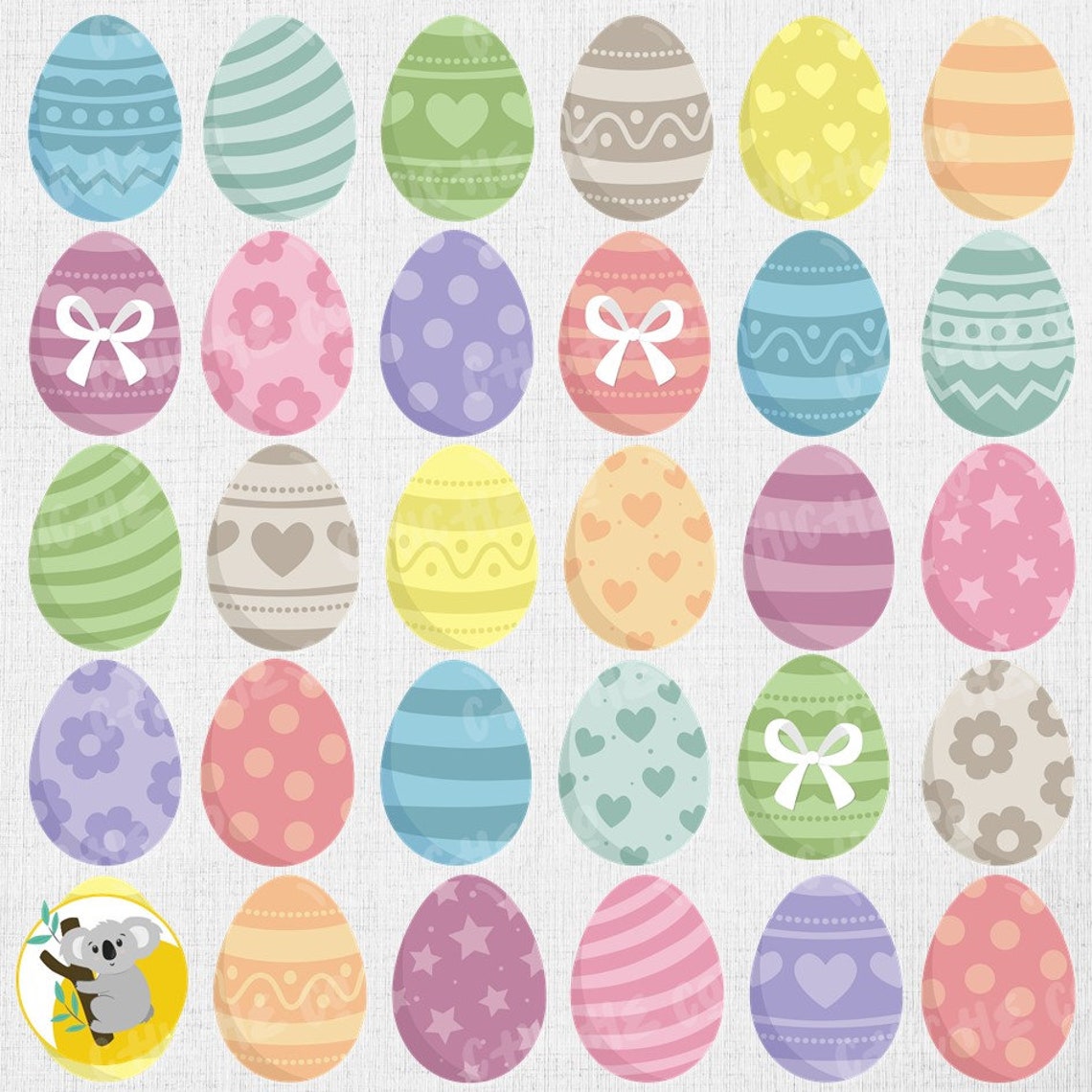 Super Pack Easter Eggs Clipart PNG Vector Graphics Clip Art | Etsy
