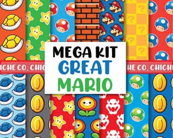 Digital Papers Racing Mario Clipart PNG Scrapbook Instant Download ...