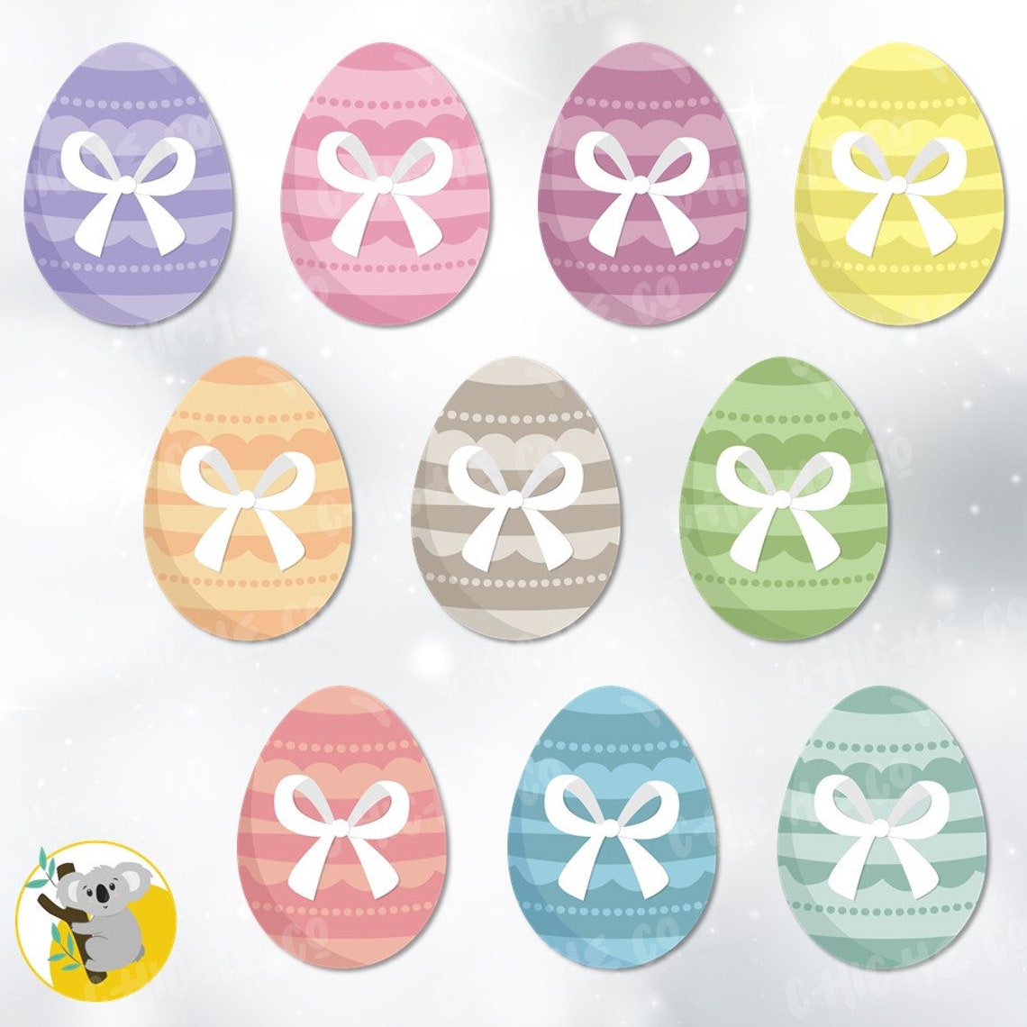 Super Pack Easter Eggs Clipart PNG Vector Graphics Clip Art | Etsy