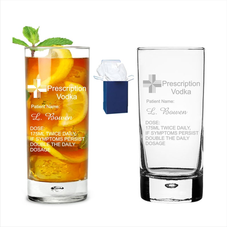 Personalised Engraved Vodka Highball Glass Prescription Vodka Novelty ...