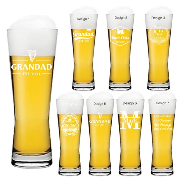 Tall Glass Pilsner - Etsy UK