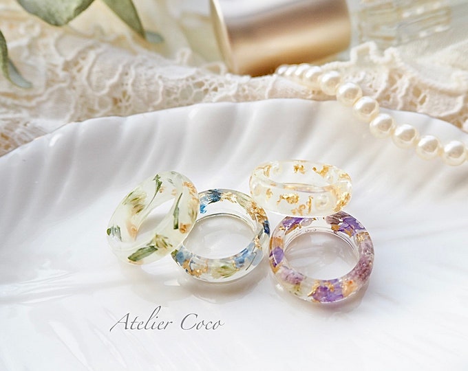 Resin Ring With Dried Flowers Pressed Flower Ring - Etsy