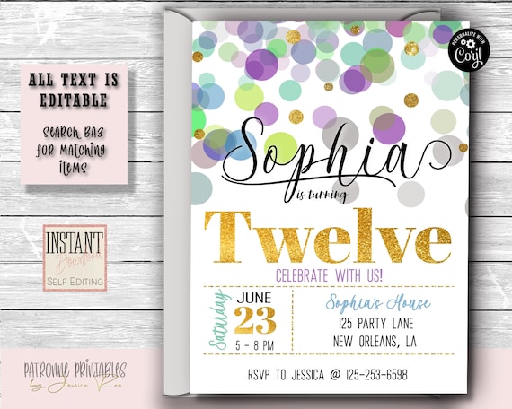 12th Birthday Invitation Ideas