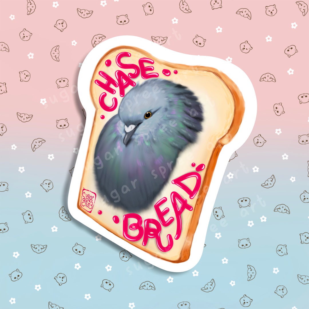Swag Pigeon Sticker | Chase Bread | Pigeon With Bread Crust Necklace ...