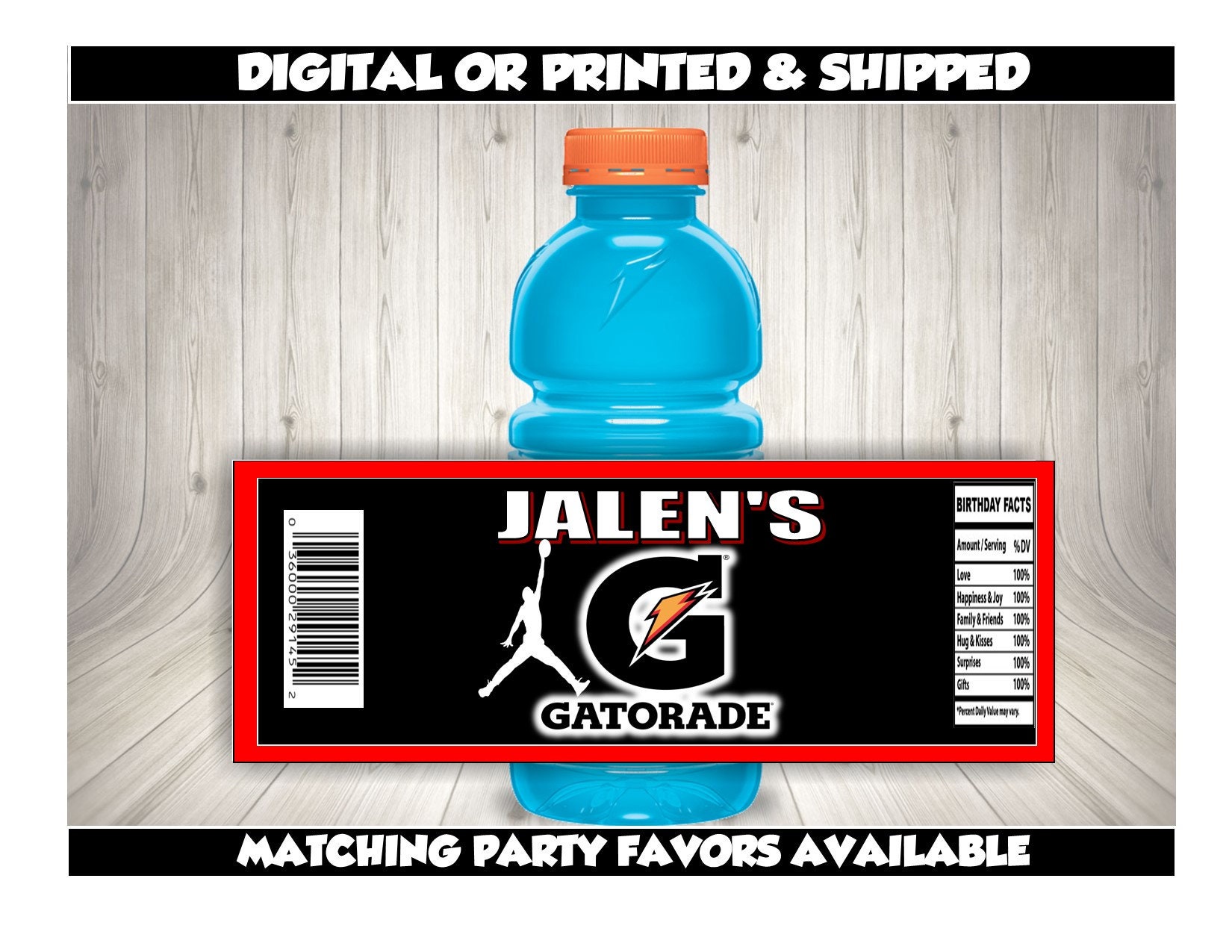 Jordan Inspired Sports Label-jordan Birthday Party-custom Juice Label ...