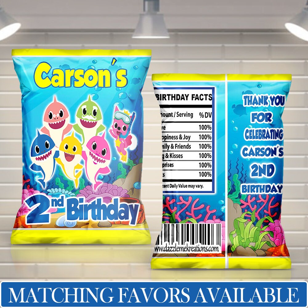 Baby Shark Chip Bag-baby Shark Birthday-baby Shark Party-printable-baby ...