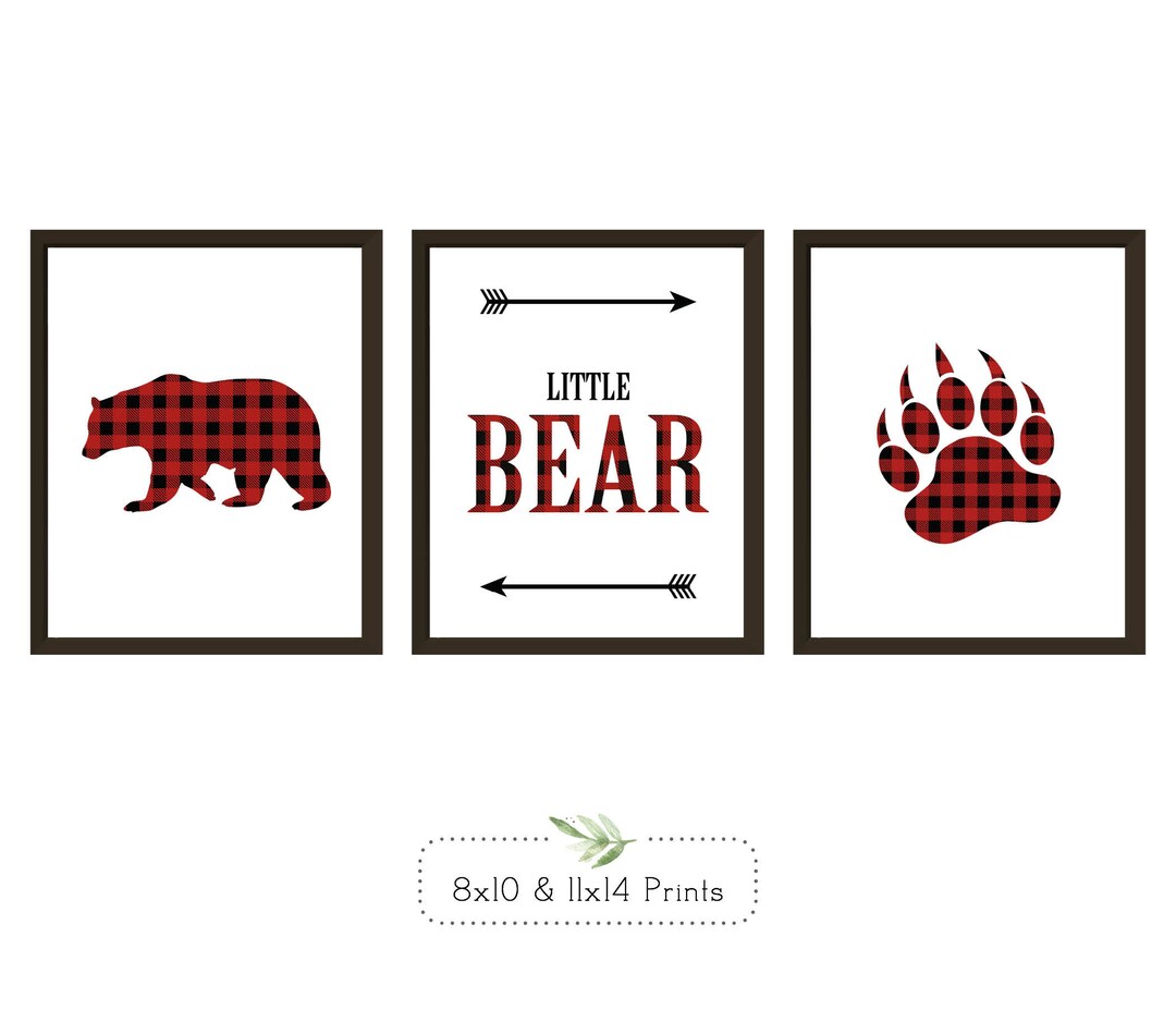 Little Bear Wall Decor, Plaid Bear, Little Boy Decor, Signs, Set of 3 ...