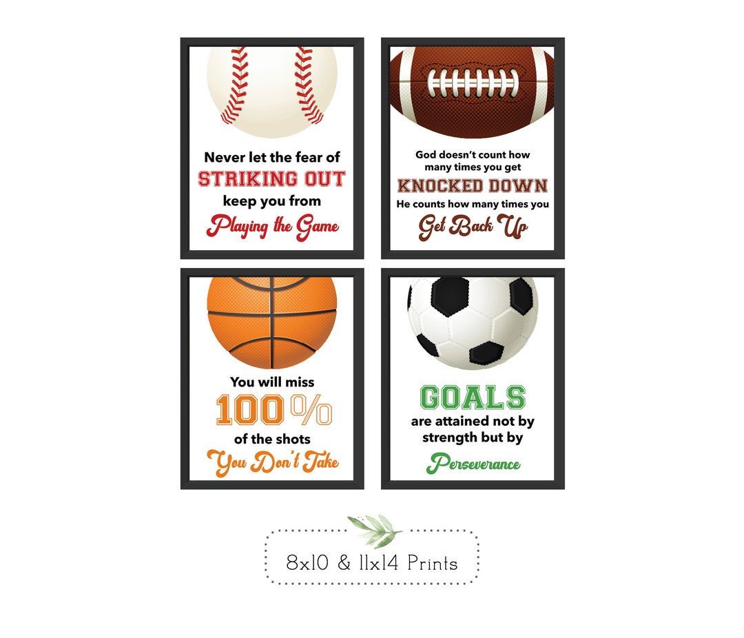 Sports Wall Decor, Inspirational Sports Quotes, Boys Decor Set ...