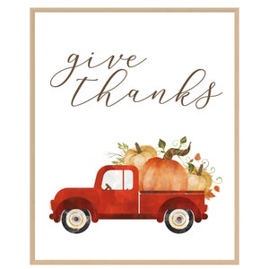 Give Thanks Sign, Thanksgiving Decor, Fall Sign, Red, Orange, Digital ...