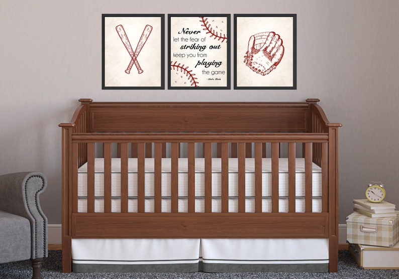 Baseball Wall Decor, Inspirational Quote, Baseball Glove, Baseball Bats ...