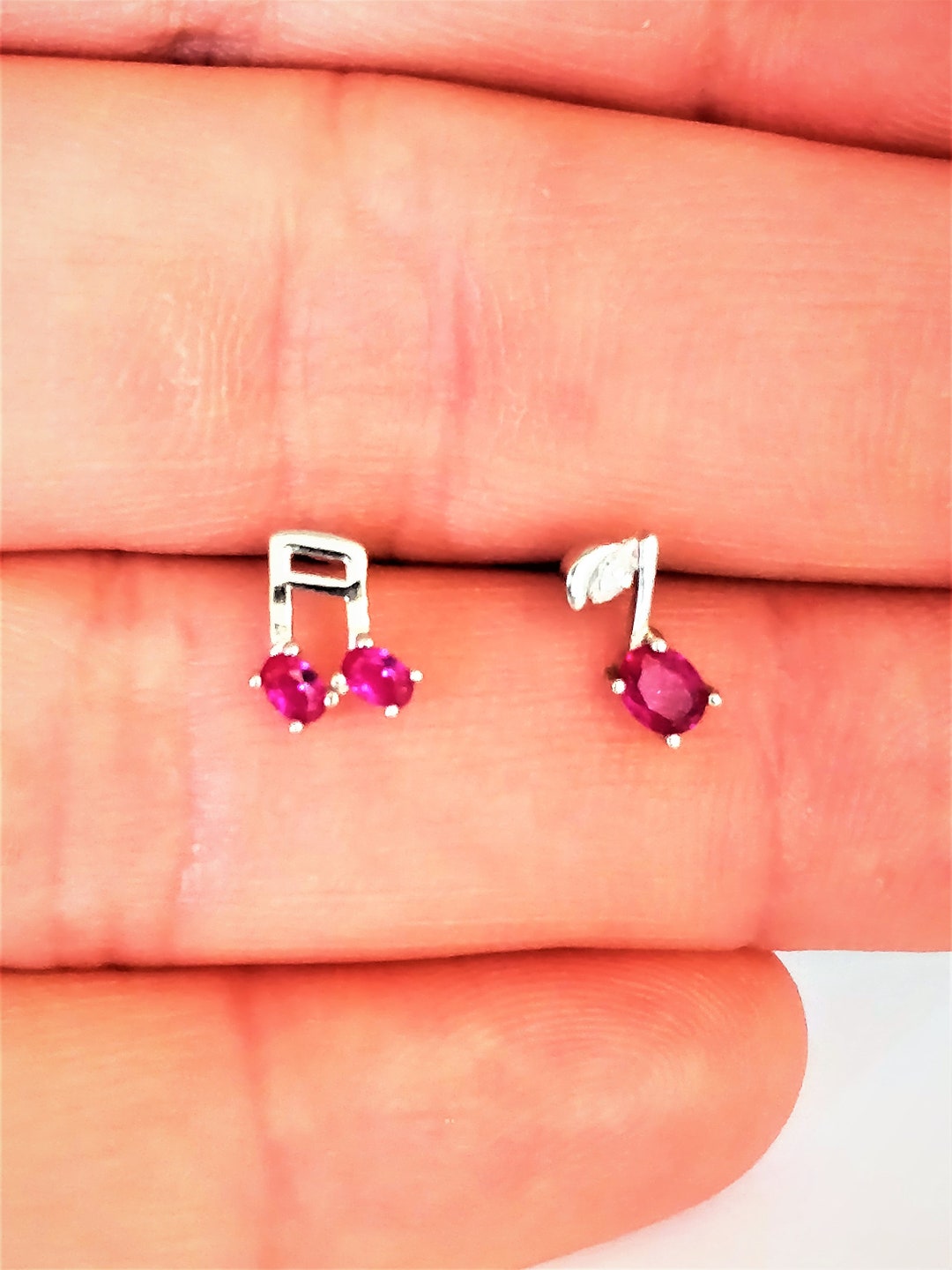 925 Silver Pink Music Note Earrings. Sterling Silver Pink Music Note ...