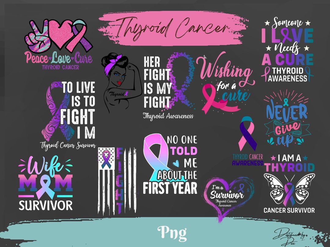 Thyroid Cancer Awareness PNG Bundle: Support Designs (digital Download ...