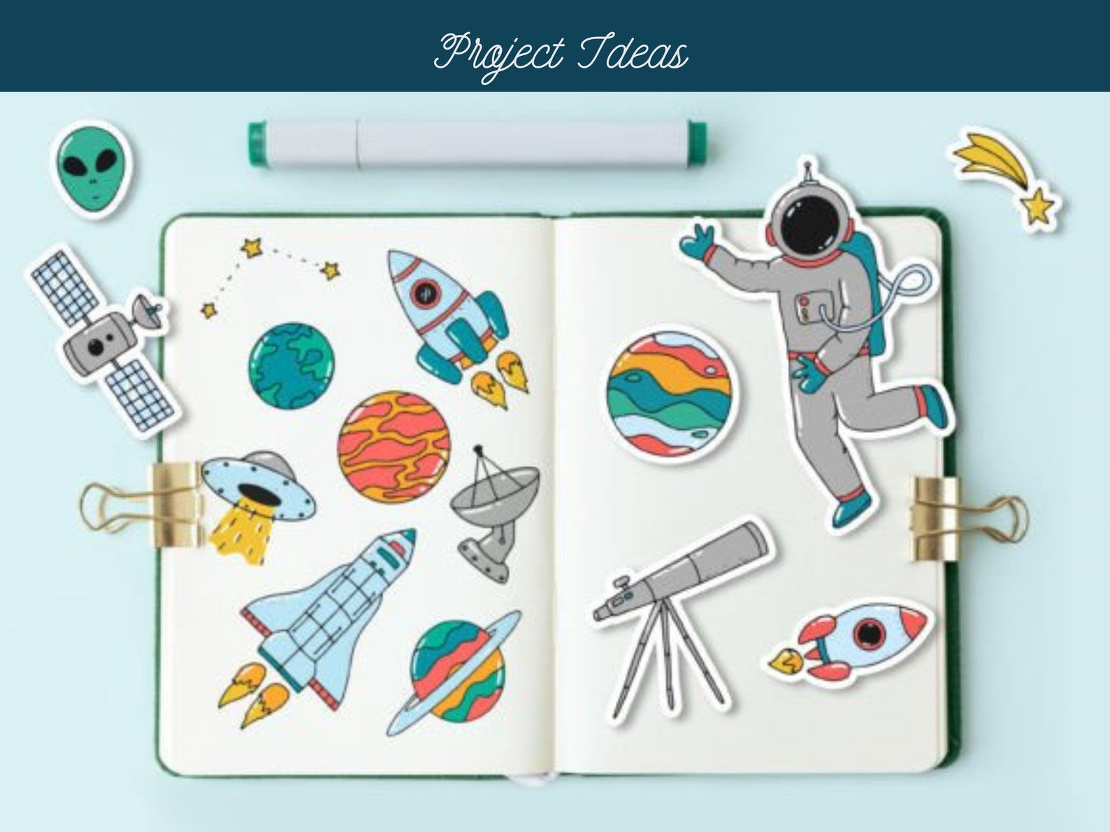 OUTER SPACE STICKER Clipart Set, Planets Clipart Set, Outer Space Png ...