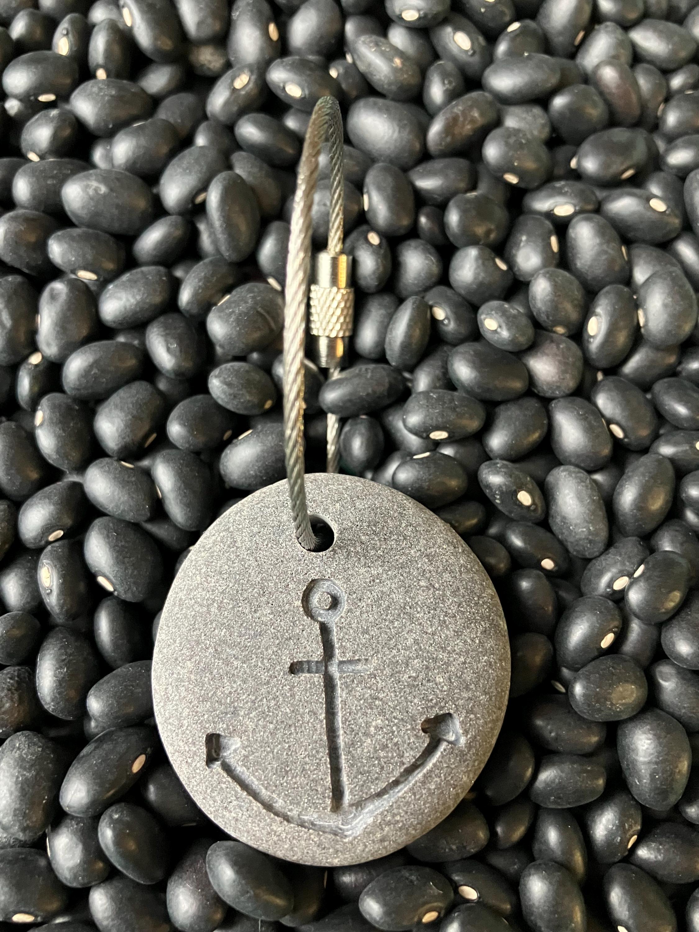 MDI Anchor Beach Stone Key Ring - Etsy