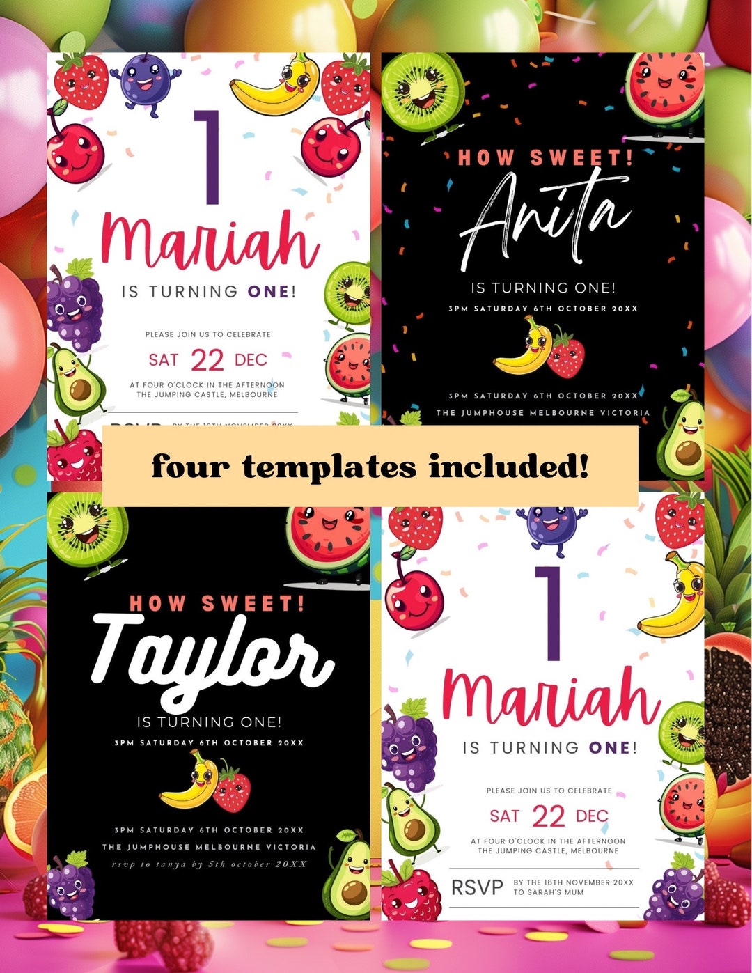 Dancing Fruit Invitations - Etsy