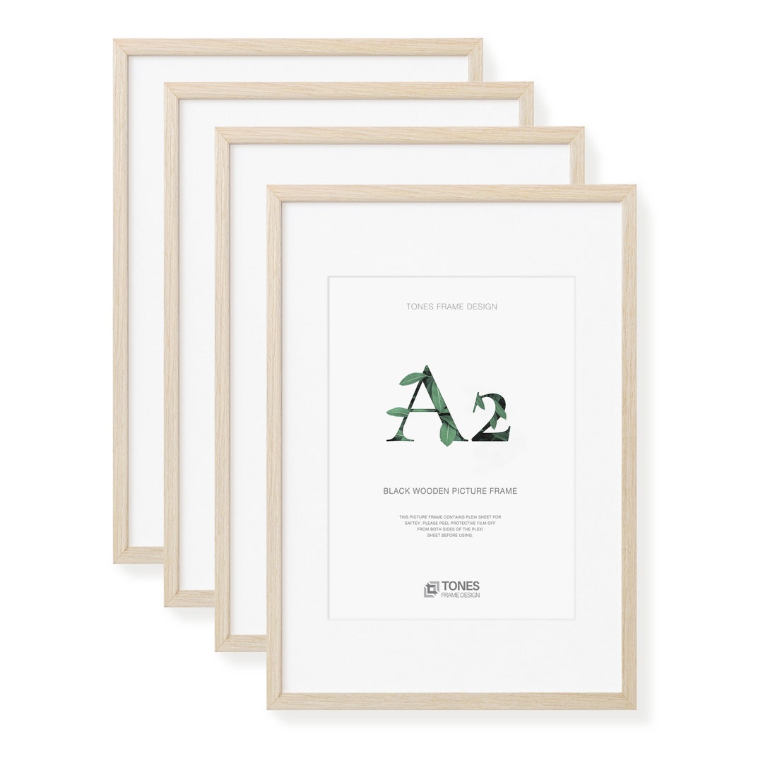 Set of 4 A2 Frames Natural Wood Picture Frame 41.9 X 59.4 Cm A2 Photo ...