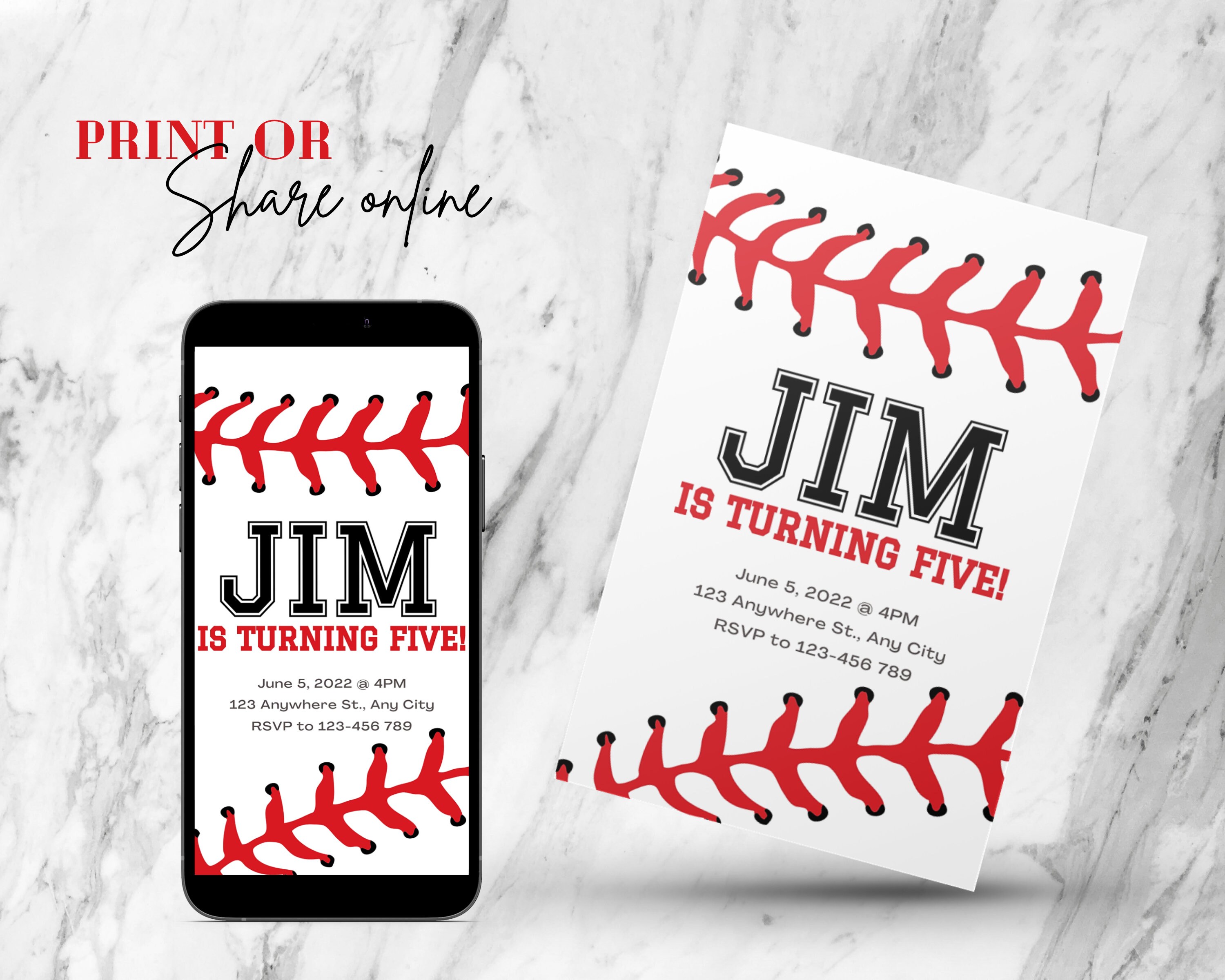 Editable Baseball Party Invitation Template Digital and Printable ...