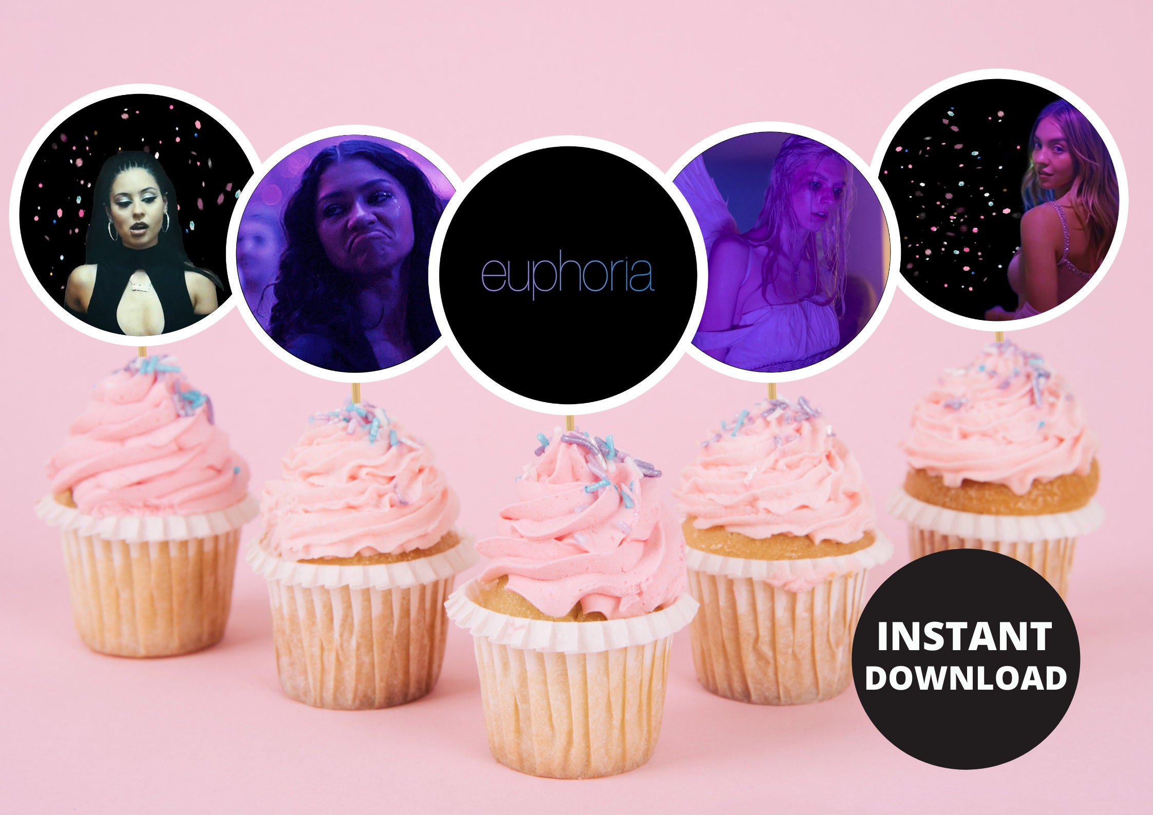 Euphoria Party Cake Toppers Printable Birthday Party, Neon Party ...