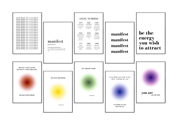 Manifest Wall Art Set of 10 PRINTABLES Retro Wall Decor - Etsy