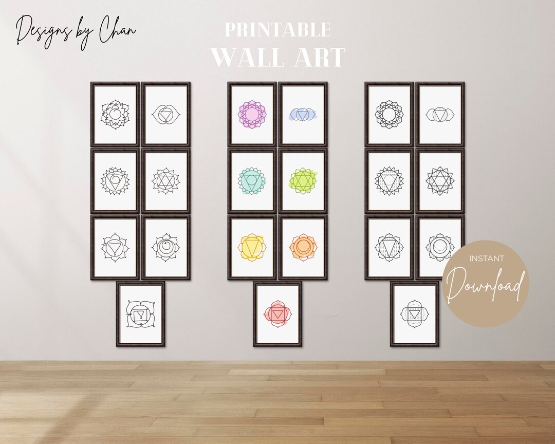 Chakra Set Meditation Wall Art Set of 21 PRINTABLES Chakra Prints Yoga ...