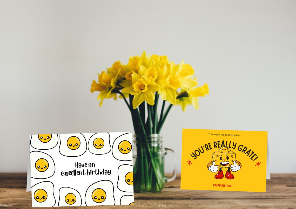 Funny Food Greeting Cards Set of 8 PRINTABLES Digital Card - Etsy