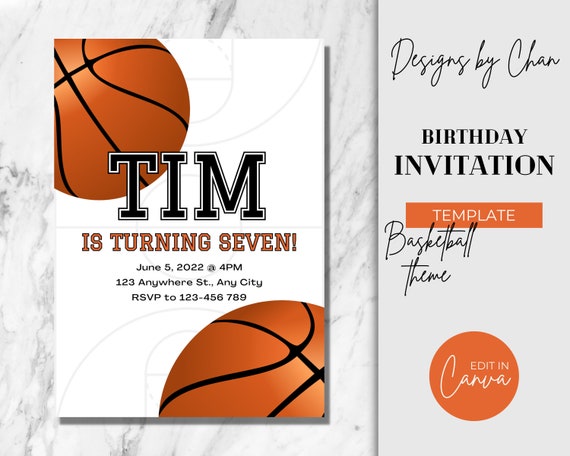 Editable Basketball Party Invitation Template Digital and | Etsy