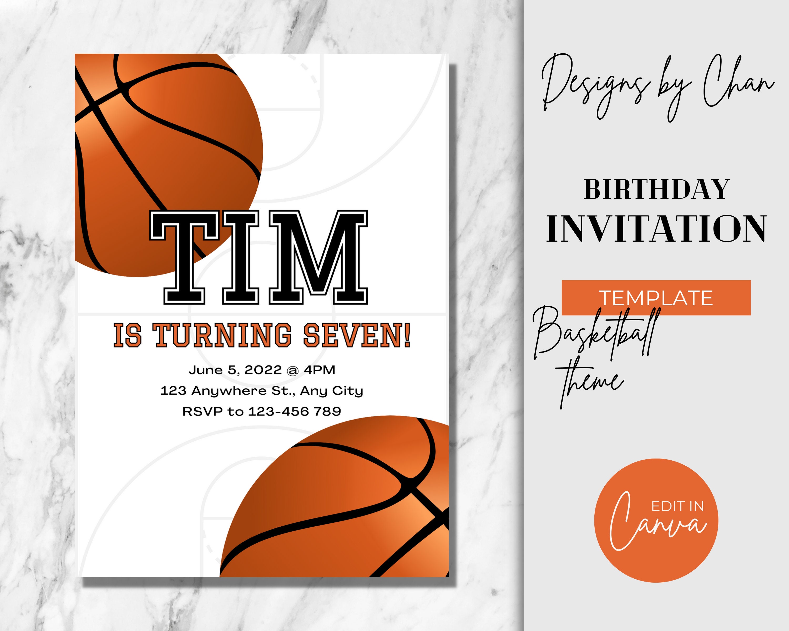 Editable Basketball Party Invitation Template Digital and Printable ...