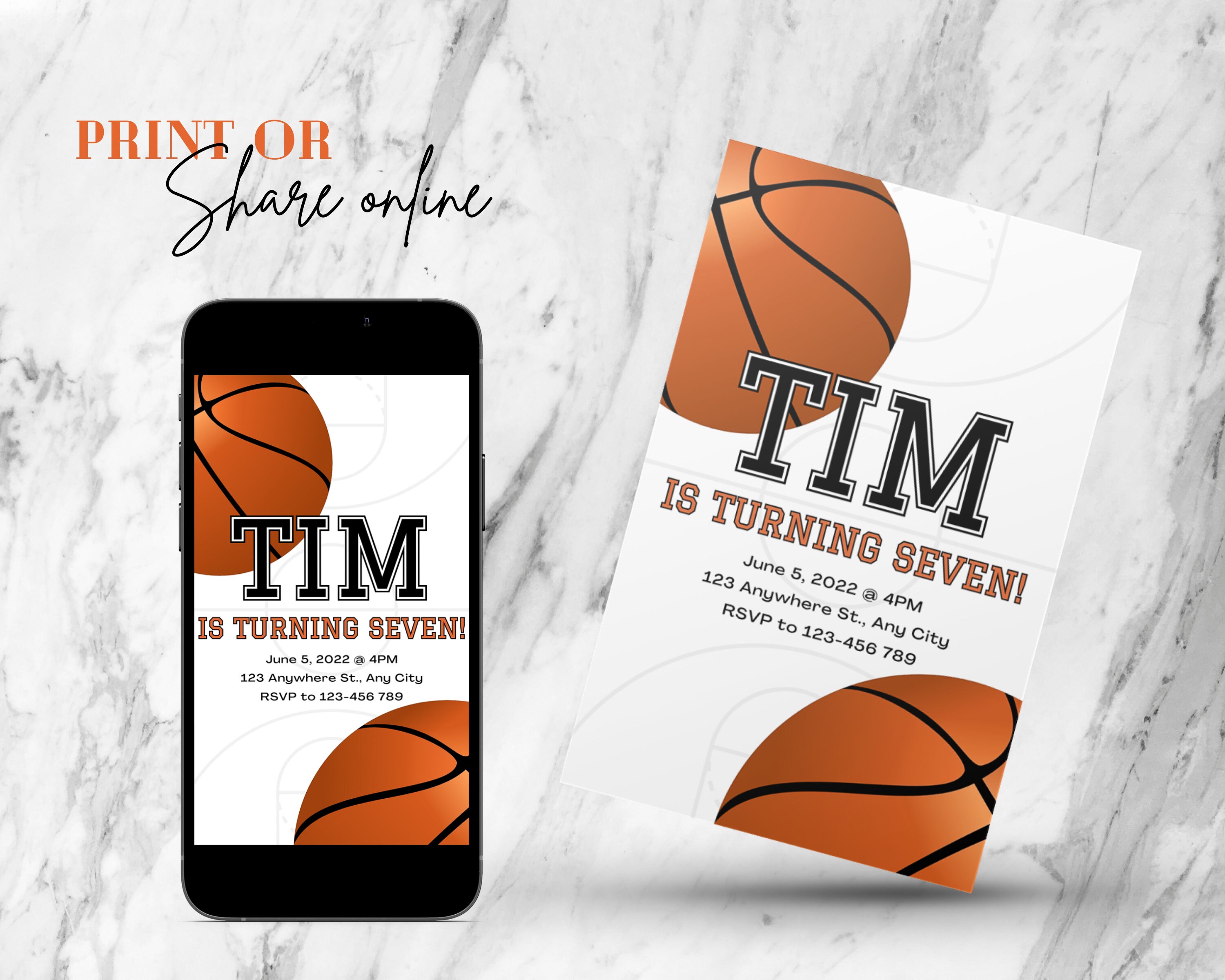 Editable Basketball Party Invitation Template Digital and Printable ...