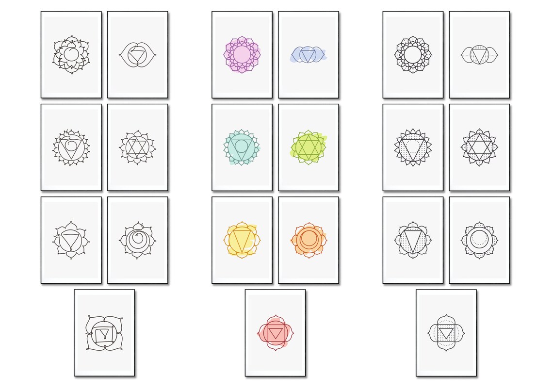 Chakra Set Meditation Wall Art Set of 21 PRINTABLES Chakra | Etsy